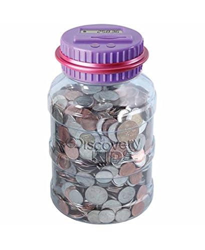 DISCOVERY KIDS Digital Coin-Counting Money Jar with LCD Screen, Keeps ...