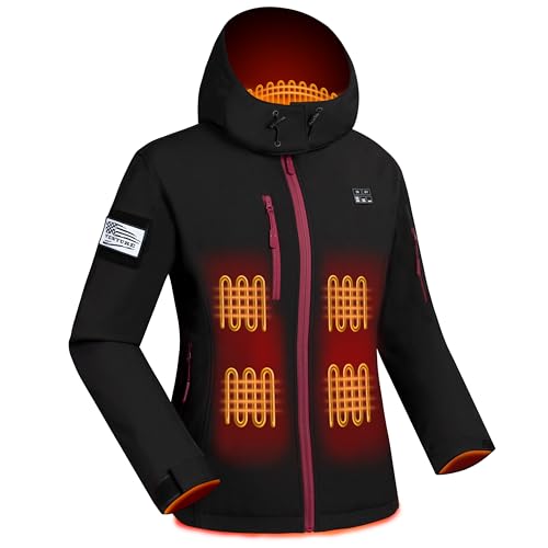 Vencede Womens Heated Jacket with 10000mAh Battery Pack, Soft Shell ...