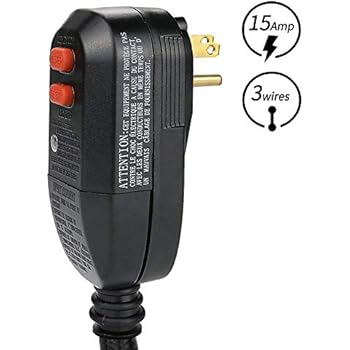 GFCI Replacement Plug Assembly 3-Prongs 15Amp 3-wires with Ground Fault ...