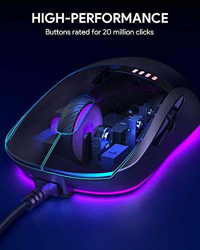 AUKEY Knight Gaming Mouse, RGB Wired Gaming Mouse with 10000 DPI, 8 ...