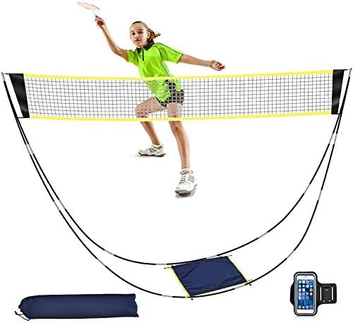 Portable Badminton Net Set with Stand and Carry Bag, Indoor/Outdoor ...