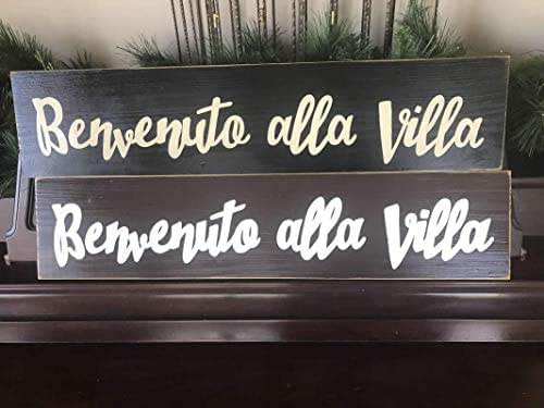 Amazon.com: Benvenuto alla Villa Italian Welcome to our Home Wood Sign ...