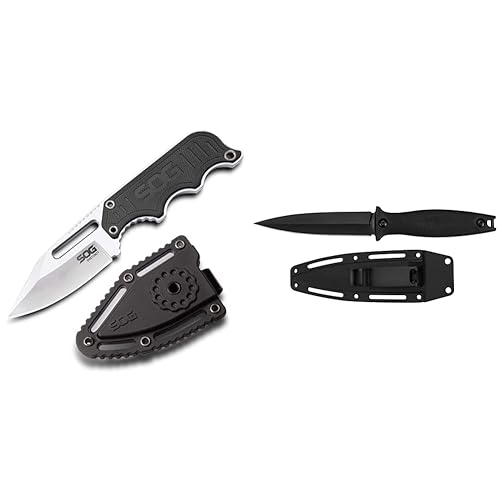 SOG Small Fixed Blade Knife (NB1012-CP) , Black & Kershaw Secret Agent ...