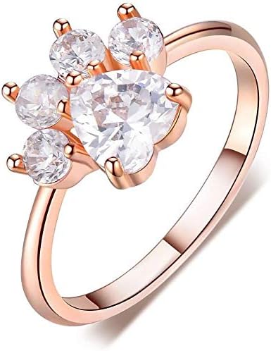 Amazon.com: Cast & Crafts 3CT Round & Heart Cut Diamond Dog Paw Ring ...