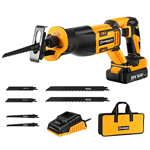 WORKSITE Reciprocating Saw, 20V Cordless Reciprocating Saw w/2.0Ah ...