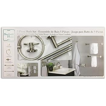 Amazon.com: Sheffield Home 5 Piece Bath Set, Brushed Nickel Finish: Home Improvement
