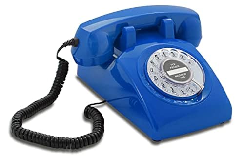 Blue Rotary Retro Phone with Classic Black German Post Rotary Dial ...
