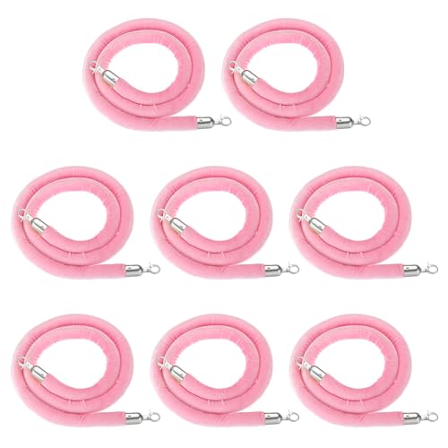 PATIKIL 8 Pack Pink Velvet Stanchion Rope, 6 Ft Crowd Control Ropes ...