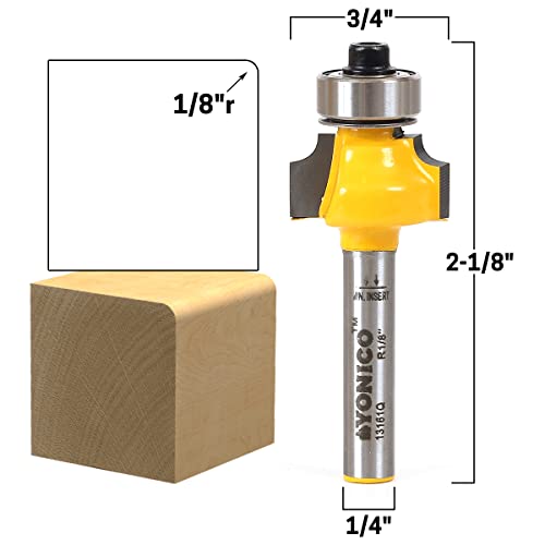 Yonico 13161q 1/8-Inch Radius Round Over Edge Forming Router Bit 1/4 ...