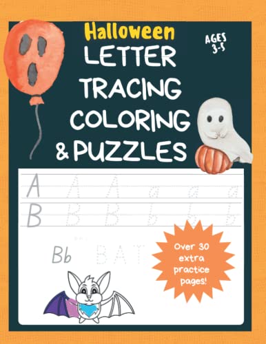 Mua Halloween Letter Tracing, Coloring & Puzzles: Activity Workbook for ...