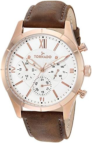 سعر ساعة تورنادو للرجال مينا فضي وبسوار جلدي - T8105-RLDSK, كاجوال فى ...