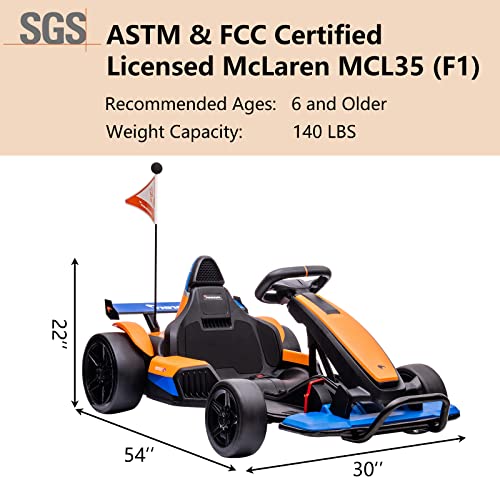 iRerts Electric Go Kart, Ride On Go Kart for Kids Ages 6-15, Licensed ...