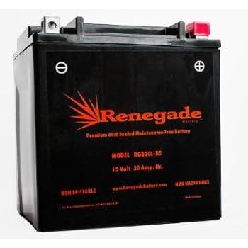 Amazon.com: Renegade RG30CL-BS 12 Volt 30 AH 500 CCA Premium PowerSport ...