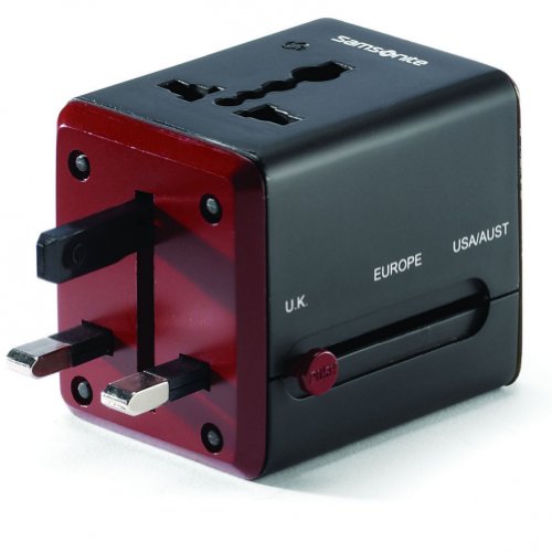 Samsonite Luggage World Wide Power Adapter, Black/Red, One