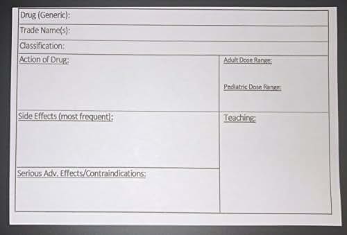 Pharmacology Drug Card Template Nursing Pharmacology Study Guide 