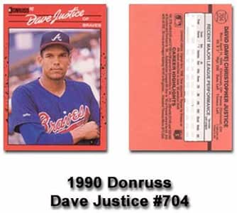 Amazon.com: David Justice 1990 Donruss MLB Rookie Card #704 (Atlanta ...
