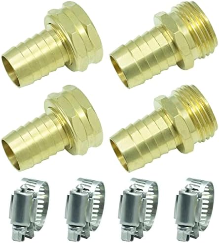 PLG Brass 3/4 Hose Repair Connector with Clamps, Male and Female Garden ...