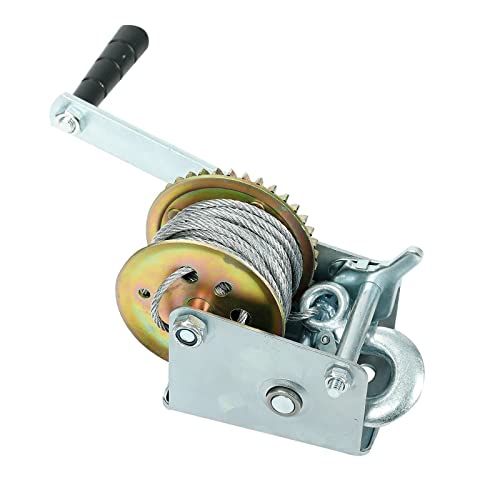 EASYBERG 600LBS Hand Winch with 26.3FT Steel Cable, Two-Way Adjustable ...
