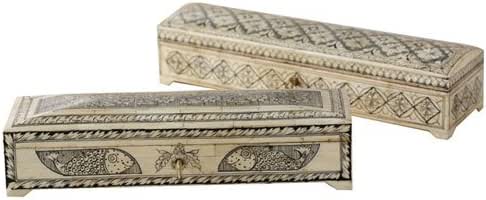 Amazon.com: Two's Company Tozai Flower Marquetry Bone Inlay Box Long ...