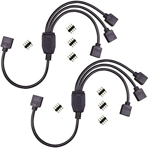 RGBZONE 2 Pack Black 4 Pins LED Splitter Cable Strip Connector 3 Way ...