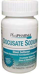 Amazon.com: Docusate Sodium 100mg Tablets (Compare to Colace) 100ct ...