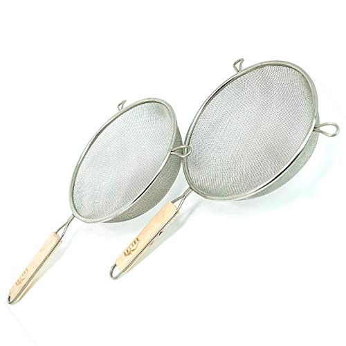 Huji Stainless Steel Fine 8" Double Mesh Food Strainer Colander Sieve ...