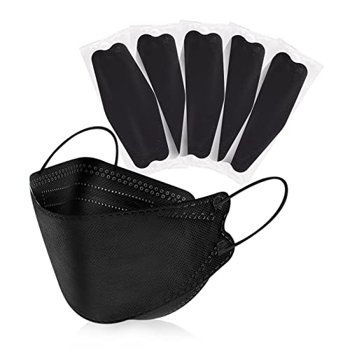 CYCN 55Pcs Black KF94 Face Mask for Adult, 4-Ply Protective 3D Fish ...