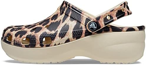 Crocs Womens Classic Platform Clogs Cheetah Print, Color Bone/Leopard ...