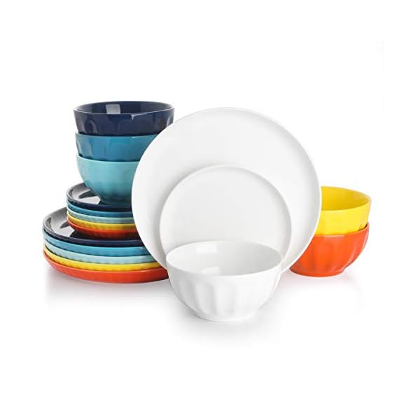 Sweese 196.002 Porcelain Fluted Dinnerware Set, 18-Piece, Service for 6 ...