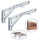 Amazon.com: Sumnacon Sturdy Folding Shelf Brackets - Heavy Duty White Metal Triangle Table Bench ...