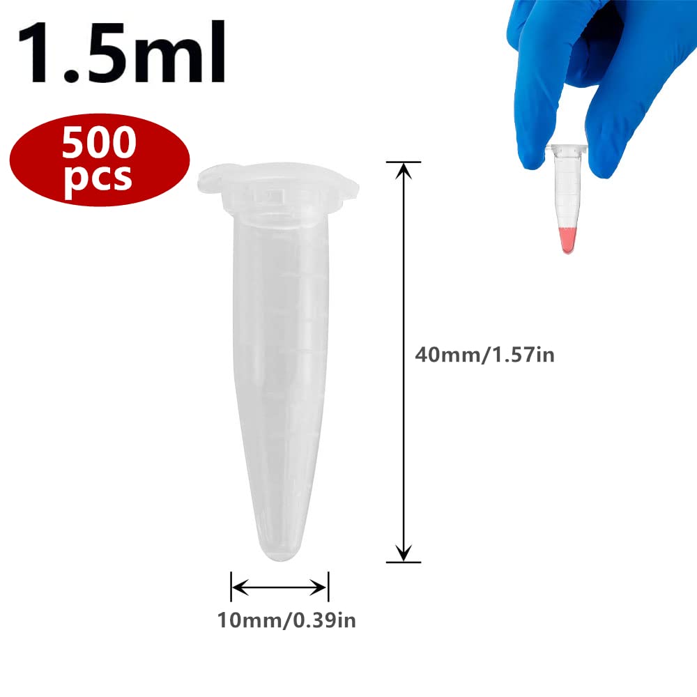 Mua Norhogo 500 Pcs 1.5 ML Centrifuge Tube, Plastic Conical Vials with ...