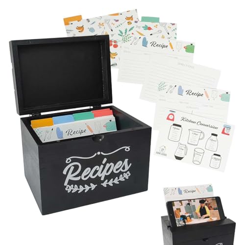 Wooden Recipe Box With Cards And Dividers - Store and Organize your ...