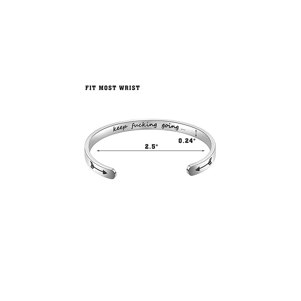 SAM & LORI Inspirational Cuff Bracelet Bangle Keep Going Motivational ...