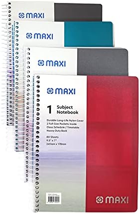 Maxi Spiral Polypropylene 1 Subject Notebook 9.5X7" 80 Sheets,Assorted ...