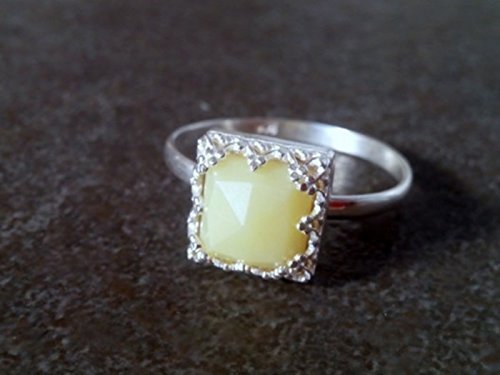 Amazon.com: Yellow Jade Ring - Gemstone Band - Simple Ring - Sterling ...
