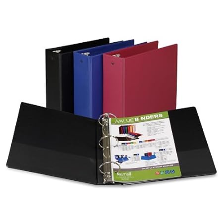 3-Ring Binder, w/Pckts, Vinyl, 400 SH Cap., 2", Assorted: Amazon.co.uk ...