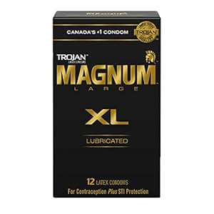 TROJAN Magnum XL Extra Large Size Lubricated Latex Condoms, 12 Count ...