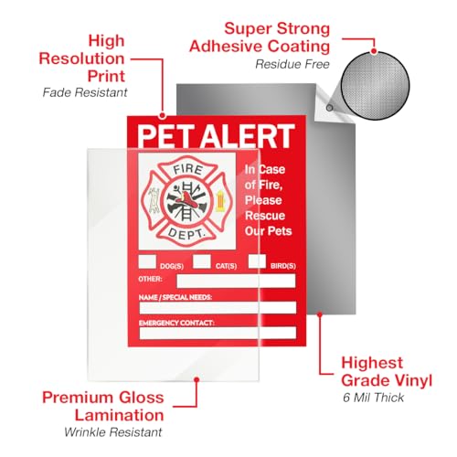 Pet Alert Safety Fire Rescue Sticker - Save Our Pets Emergency Pet ...