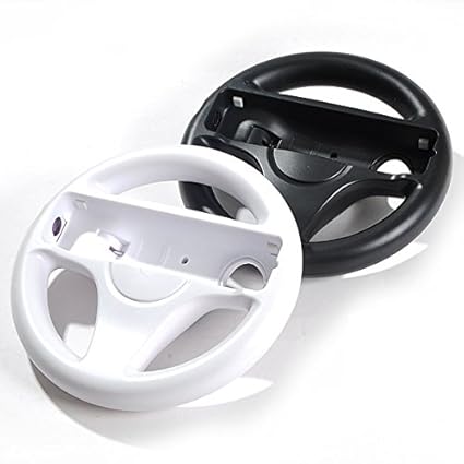 LS 2x Lenkrad Weiß Schwarz Racing Wheel SET für Nintendo Wii MarioKart ...