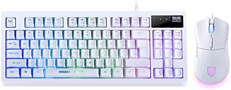 RGB White Gaming Keyboard and Mouse Combo,87 Keys USB Wired RGB Gaming ...