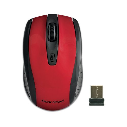 Amazon.com: Gear Head 2.4 GHz Wireless Optical Nano Mouse, Red/Black ...