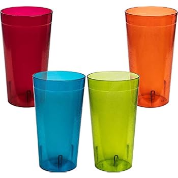 Amazon.com | Reusable Plastic Cup Drinkware Tumblers - 4 Assorted ...