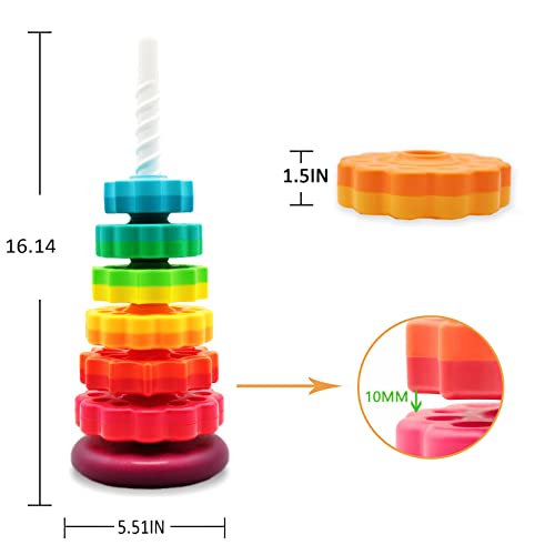 LUCKFUTURE Educational Spinning Stacking Toys, Rainbow Stacking Rings ...