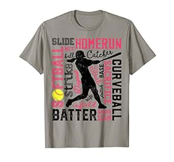 Amazon.com: Softball T Shirt For Girls Women Gift Batter Pitcher ...