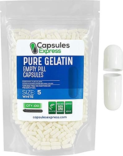 XPRS Nutra Size 5 Empty Capsules - 100 Count Very Small Empty Gelatin ...