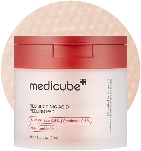 medicube Red Succinic Acid Panthenol Facial Peeling Pads - Exfoliating ...
