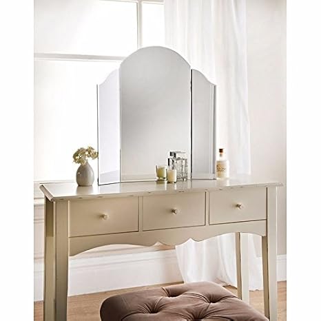dy&dx Large Frameless 3 Section Dressing Table Mirror Arched Edge style ...