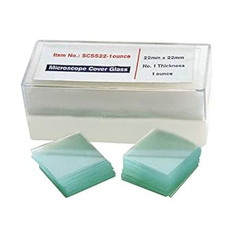 22mm L x 40mm W x .21mm Thick Glass Coverslip for Microscope Slides (450 Coverslips): Amazon.com ...