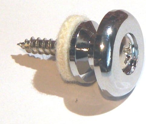 Guitar strap pin/button in chrome large 17mm Diameter including screw ...