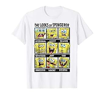Amazon.com: Spongebob SquarePants Multiple Looks & Emotions T-Shirt ...
